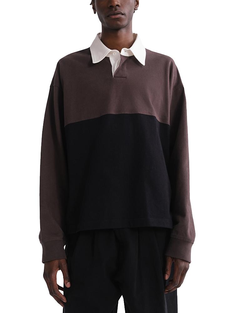 AGOLDE cotton bold color block rugby polo shirt